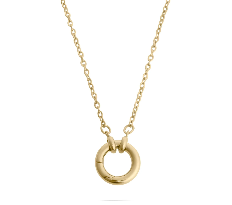 Loop Chain Carabiner Charm Holder Necklace 18K Gold Stainless Steel ...