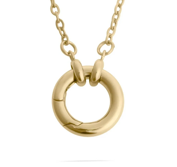 Loop Chain Carabiner Charm Holder Necklace 18K Gold Stainless Steel ...